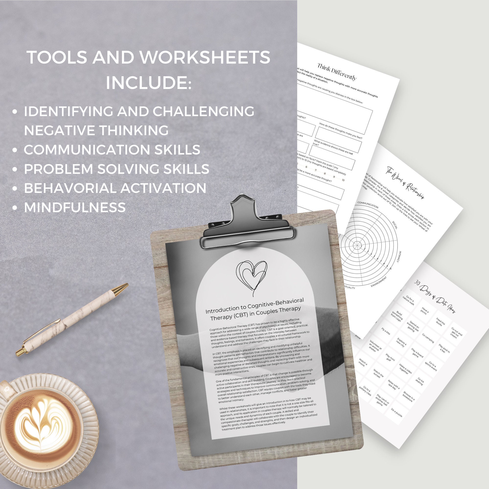 Worksheets for Couples Therapy, CBT Relationship Workbook ...