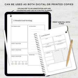 Vision Board and Goal Setting Worksheets, SMART Goal Planner Task ...