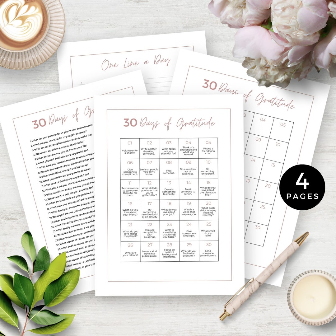 30 Day Gratitude Challenge Printable PDF, Daily Journal, Journaling ...