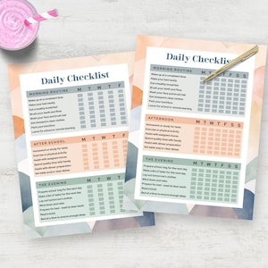 Daily Checklist for Teens, Chore Tracker, Weekly Routine Template, Self ...