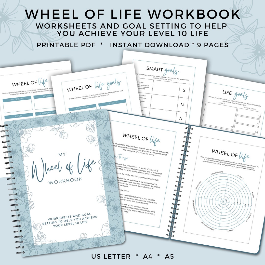 Wheel of Life Template PDF Workbook, Printable Goal Setting Worksheets ...