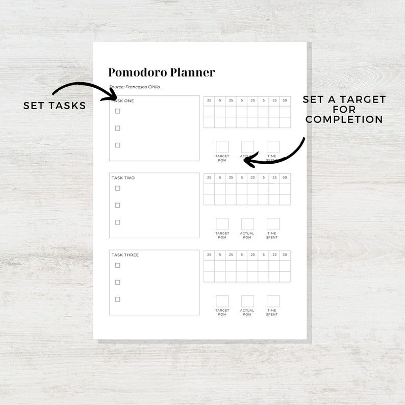 Pomodoro Planner, Printable, Task Tracker, Time Management ...
