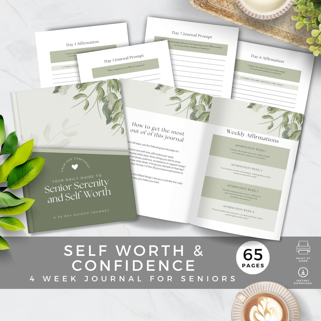 Self-worth Journal for Seniors, Guided Prompts for Building Self-esteem ...