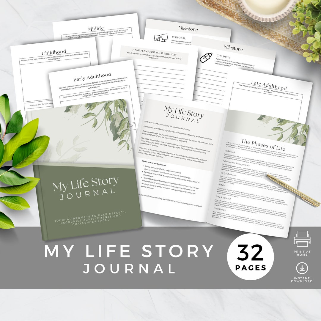 My Life Story Journal, Guided Journaling Prompts for Memory Keeping ...