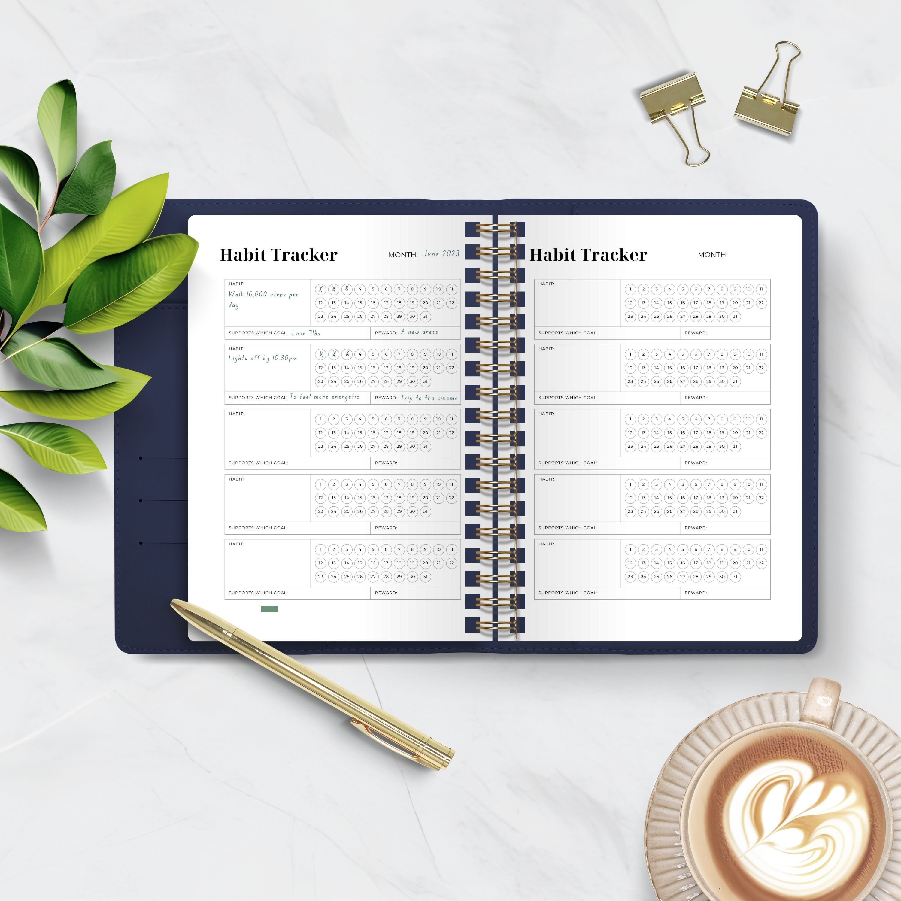 Goal Habit Tracker Printable for Bujo Dot Journals and - Etsy