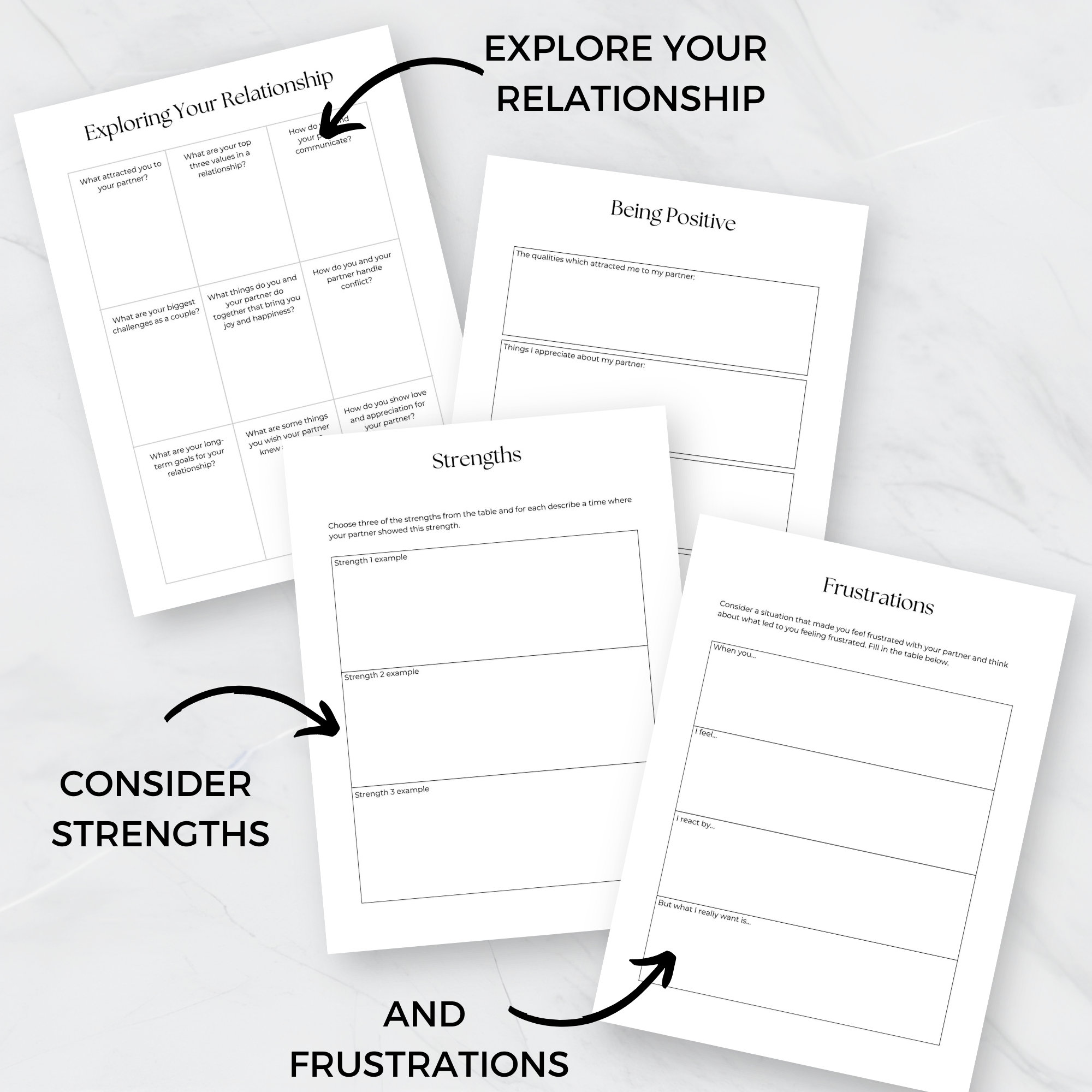 Couples Worksheets, Relationship Goals Planner, Gratitude Journal ...
