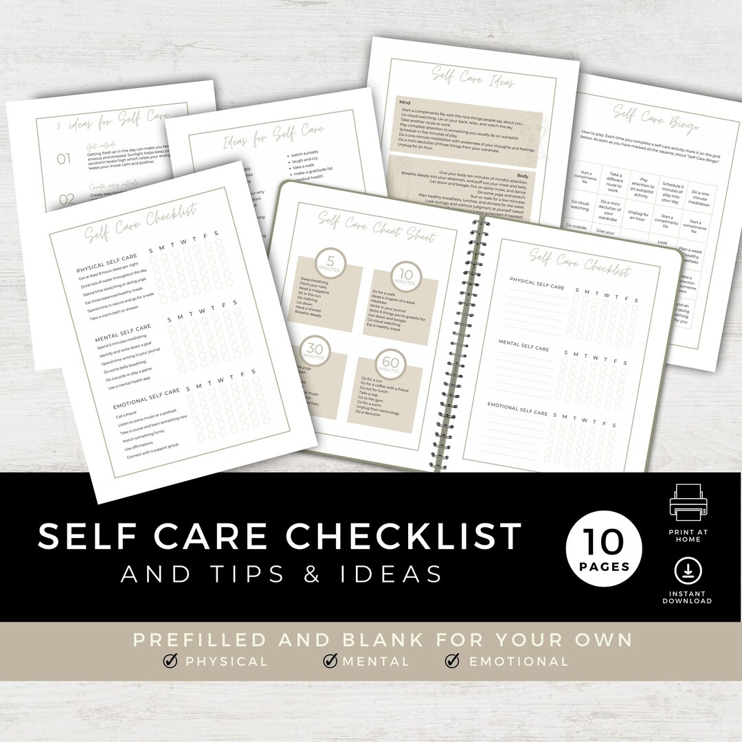 Daily Self Care Checklist PDF, Printable, Weekly Tracker, Mindfulness ...