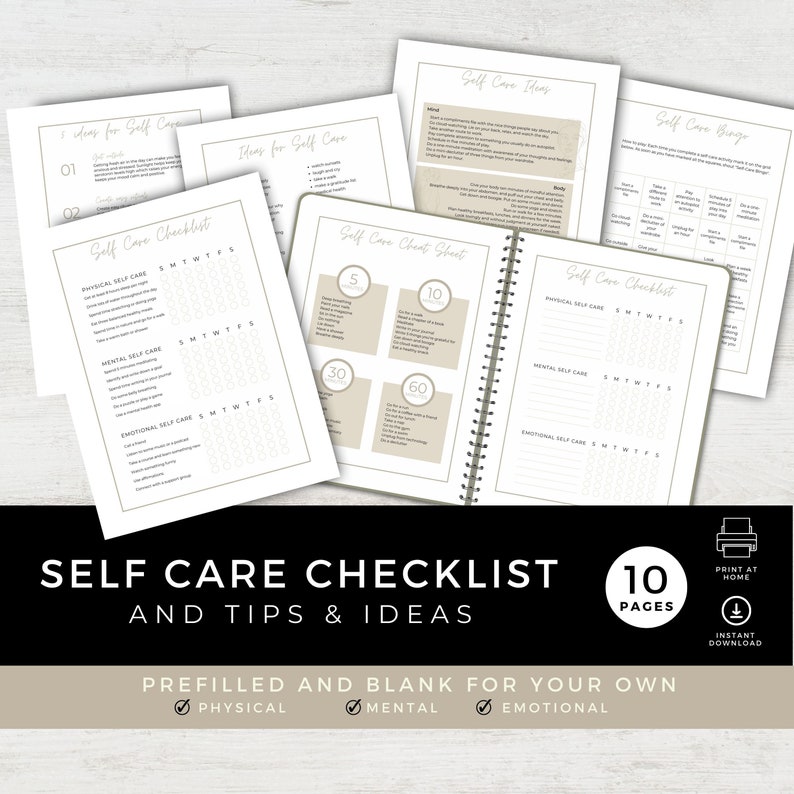 Daily Self Care Checklist PDF, Printable, Weekly Tracker, Mindfulness ...