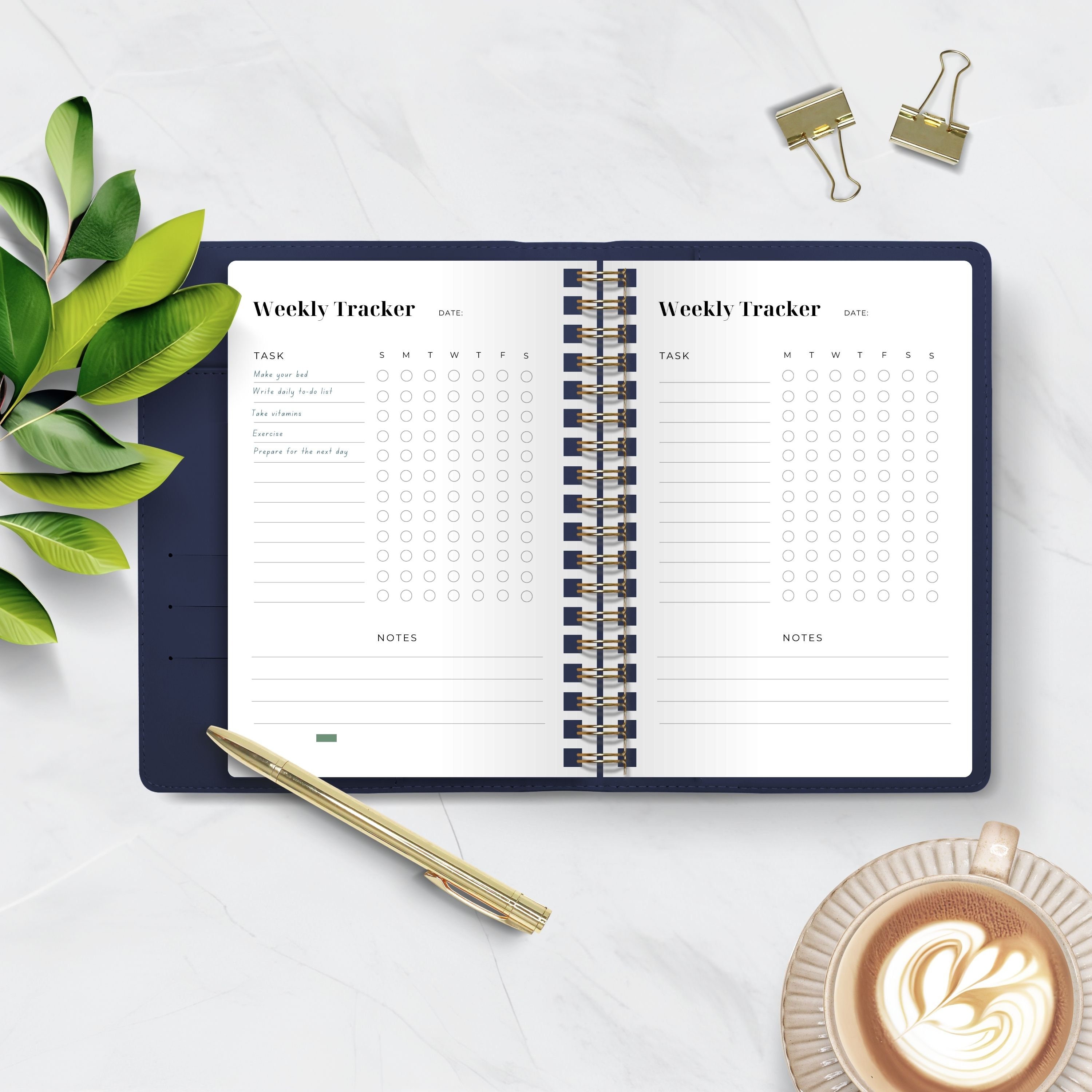 Weekly Task Tracker Template for Journals and Planners, Bujo Daily To ...