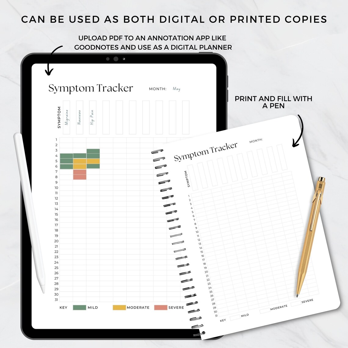 Daily Symptom Tracker Printable, Health and Chronic Illness Log ...