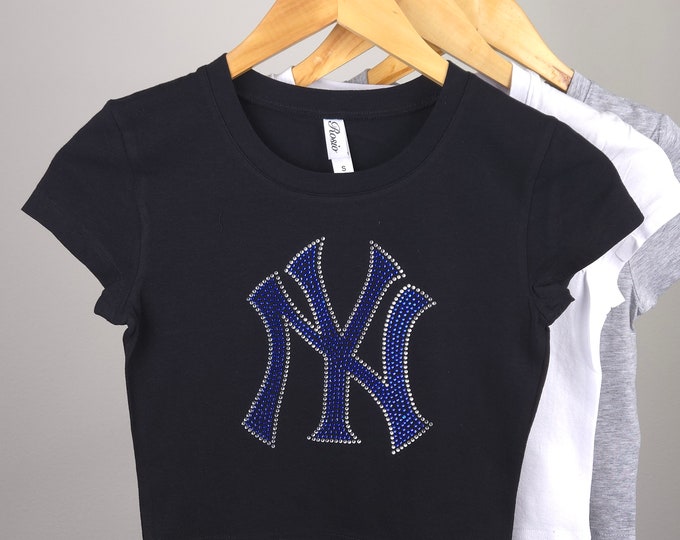 Yankees Rhinestone Crop Top New York Baseball Tee Shirt NY Sports ...