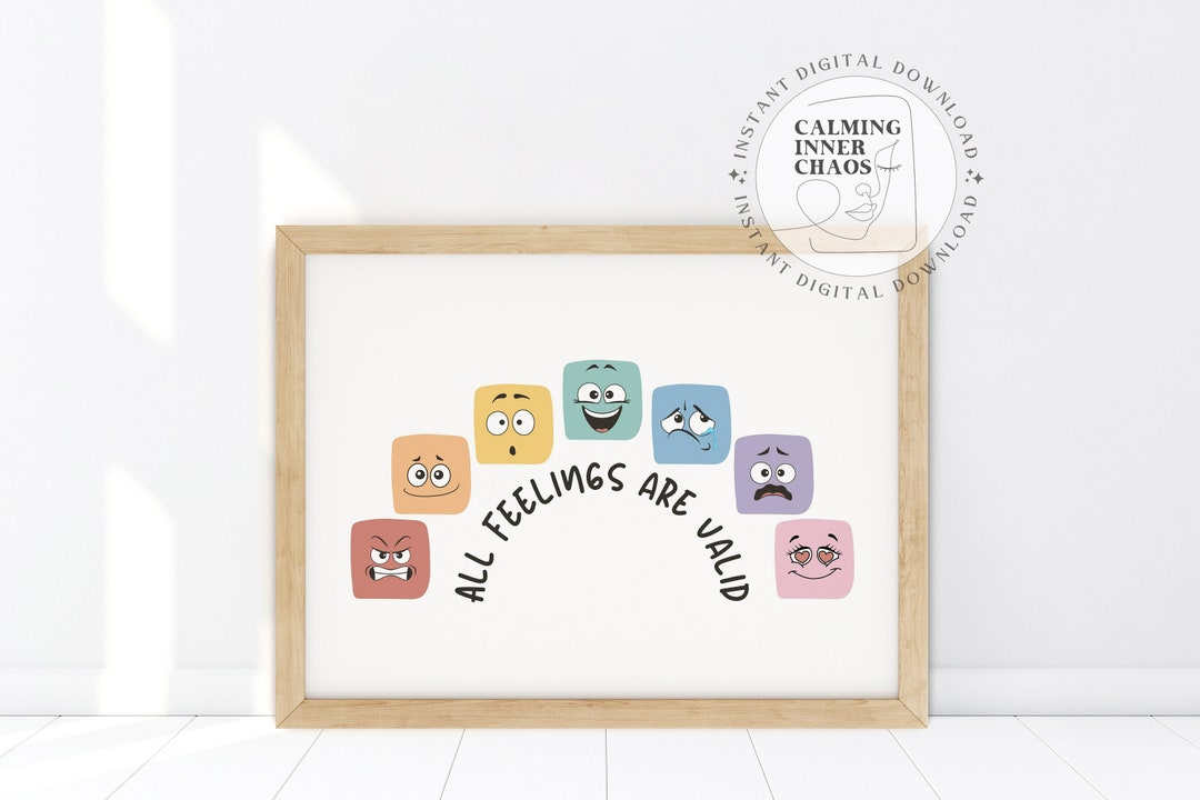 All Feelings Are Valid Poster, Emotions Rainbow Digital Poster ...