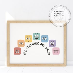 All Feelings Are Valid Poster, Emotions Rainbow Digital Poster ...