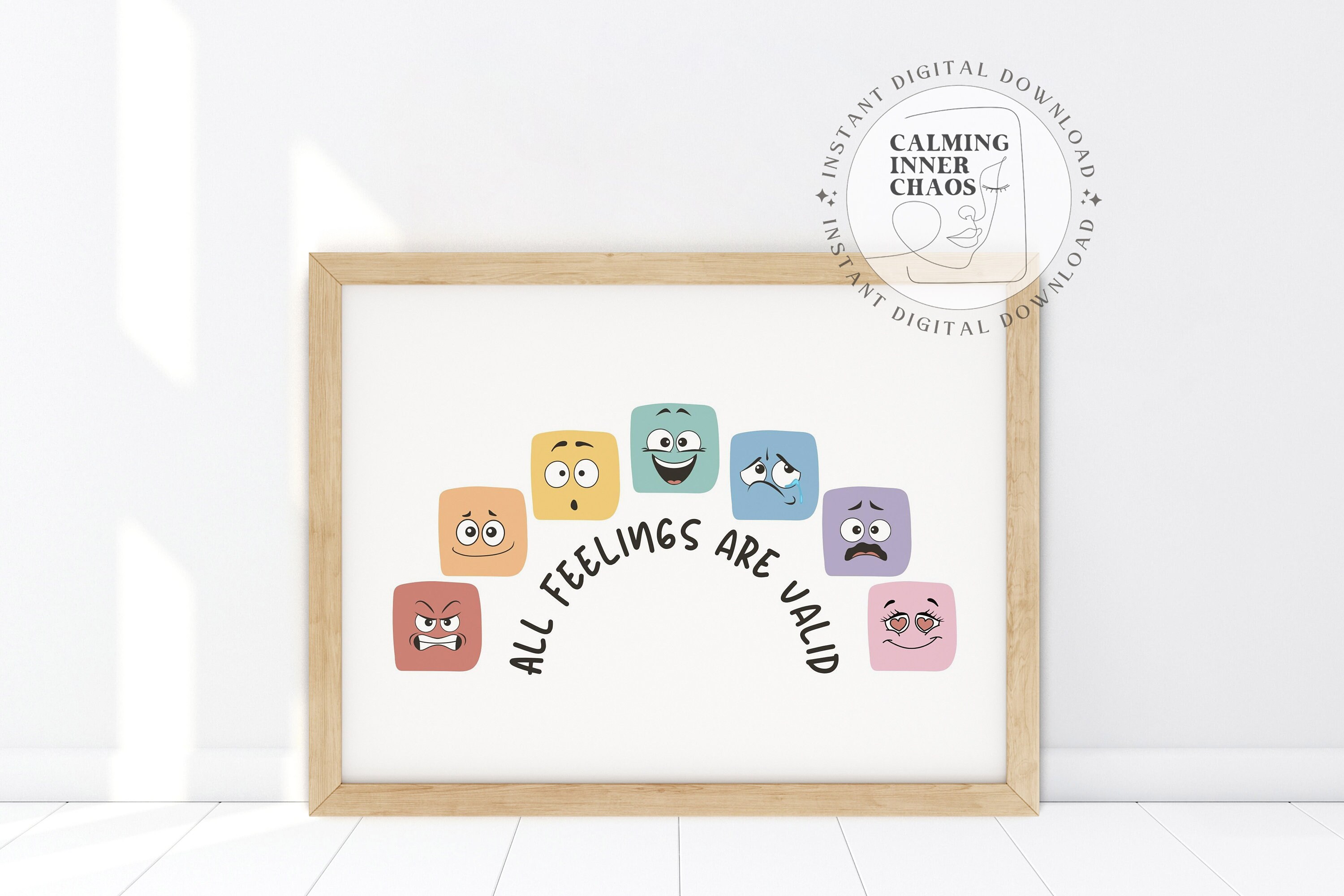 All Feelings Are Valid Poster, Emotions Rainbow Digital Poster ...