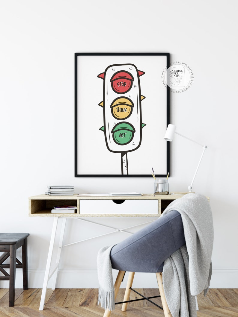 Stop Think Go, CBT Poster, Traffic Light Emotions, Stop Think Act ...