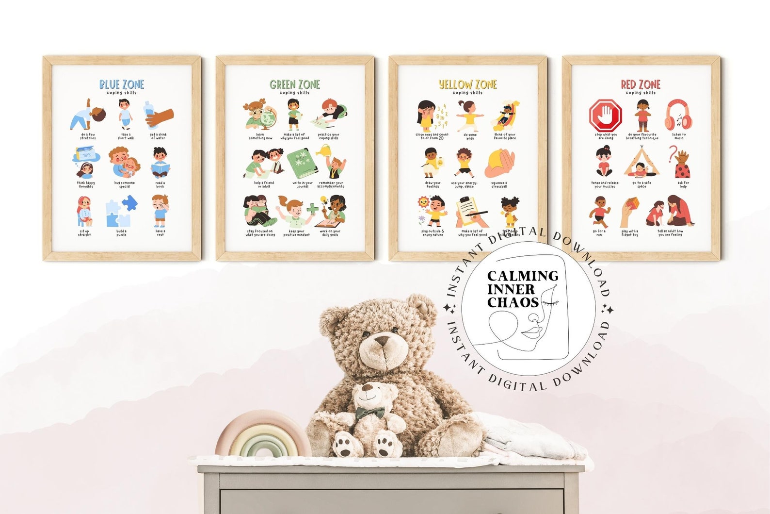 Self-regulation Zones Coping Skills Poster, Coping Strategies Printable ...