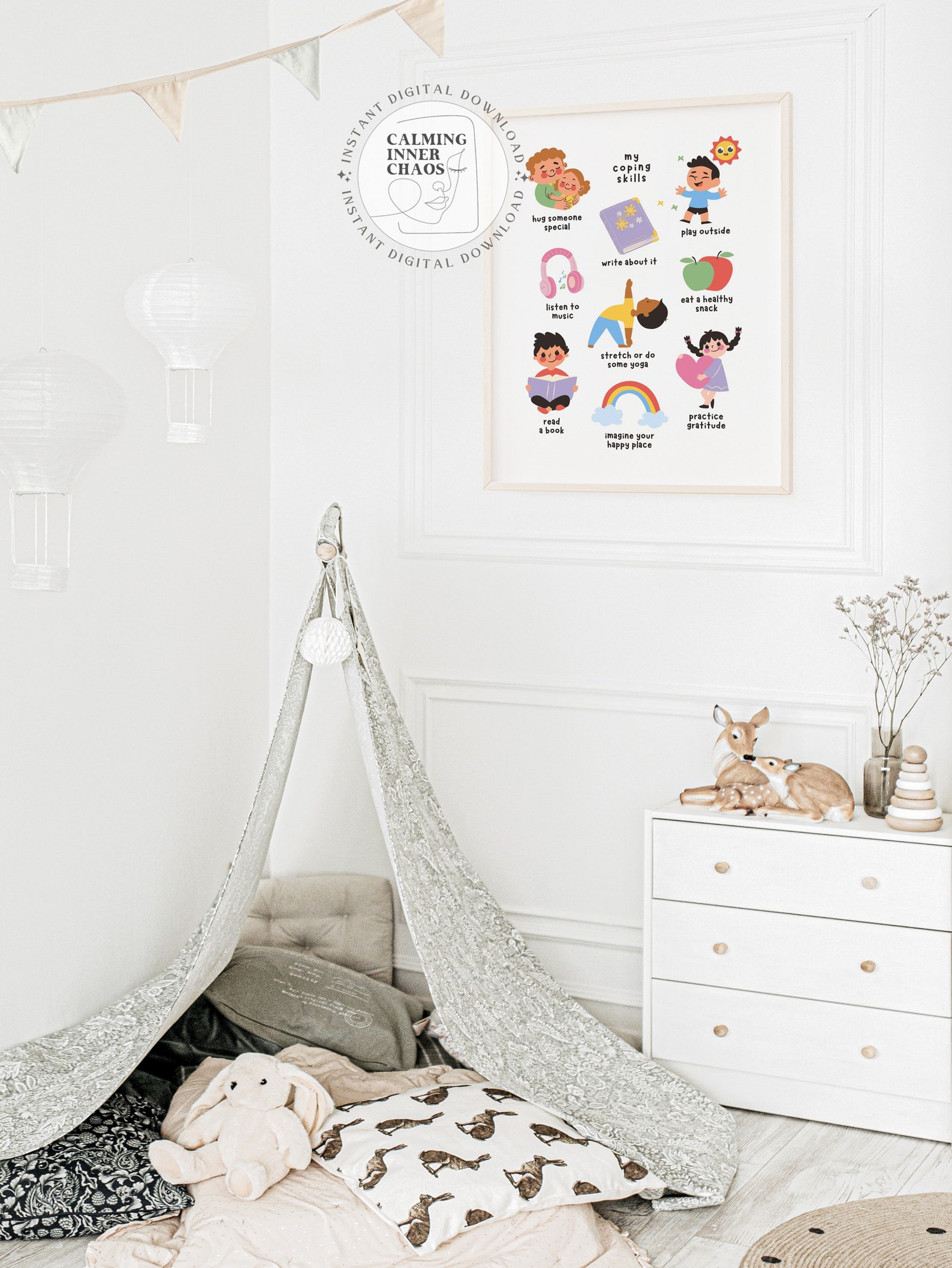 Coping Skills Printable Poster for Kids, Grounding Skills Poster, Self ...