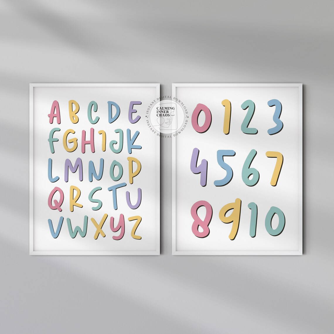 Rainbow Alphabet Poster ABC Poster 123 Chart Print Number - Etsy