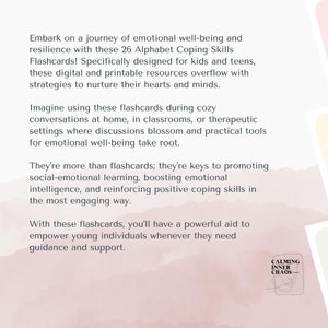 26 Coping Skills Alphabet Printable Flashcards for Kids & Teens, Self ...