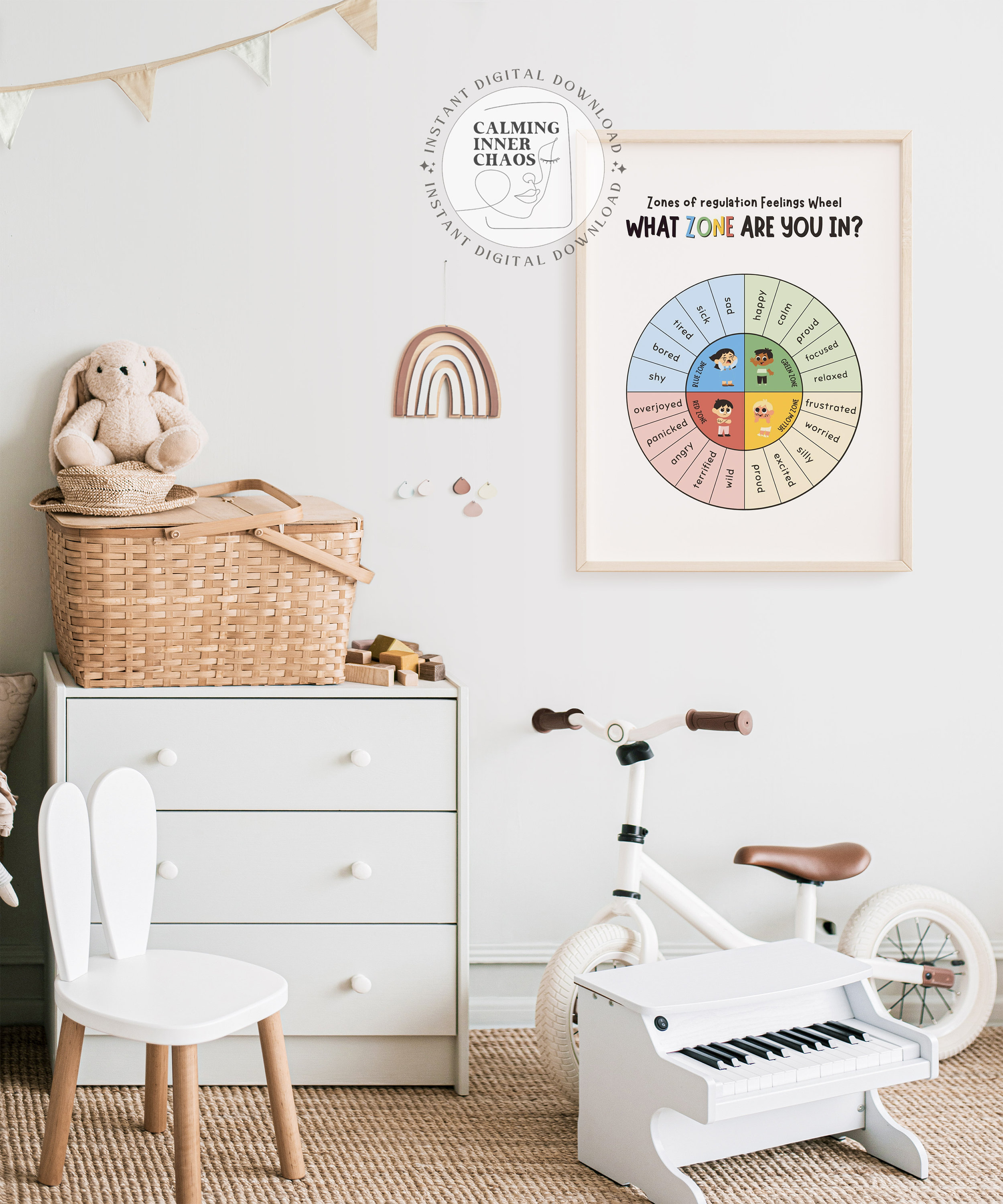 Zones of Regulation Poster, Feelings Wheel for Kids, Emotional Learning ...