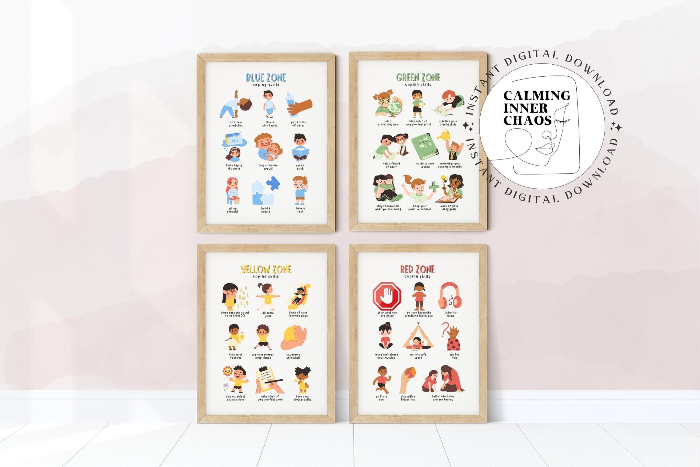 Self-regulation Zones Coping Skills Poster, Coping Strategies Printable ...