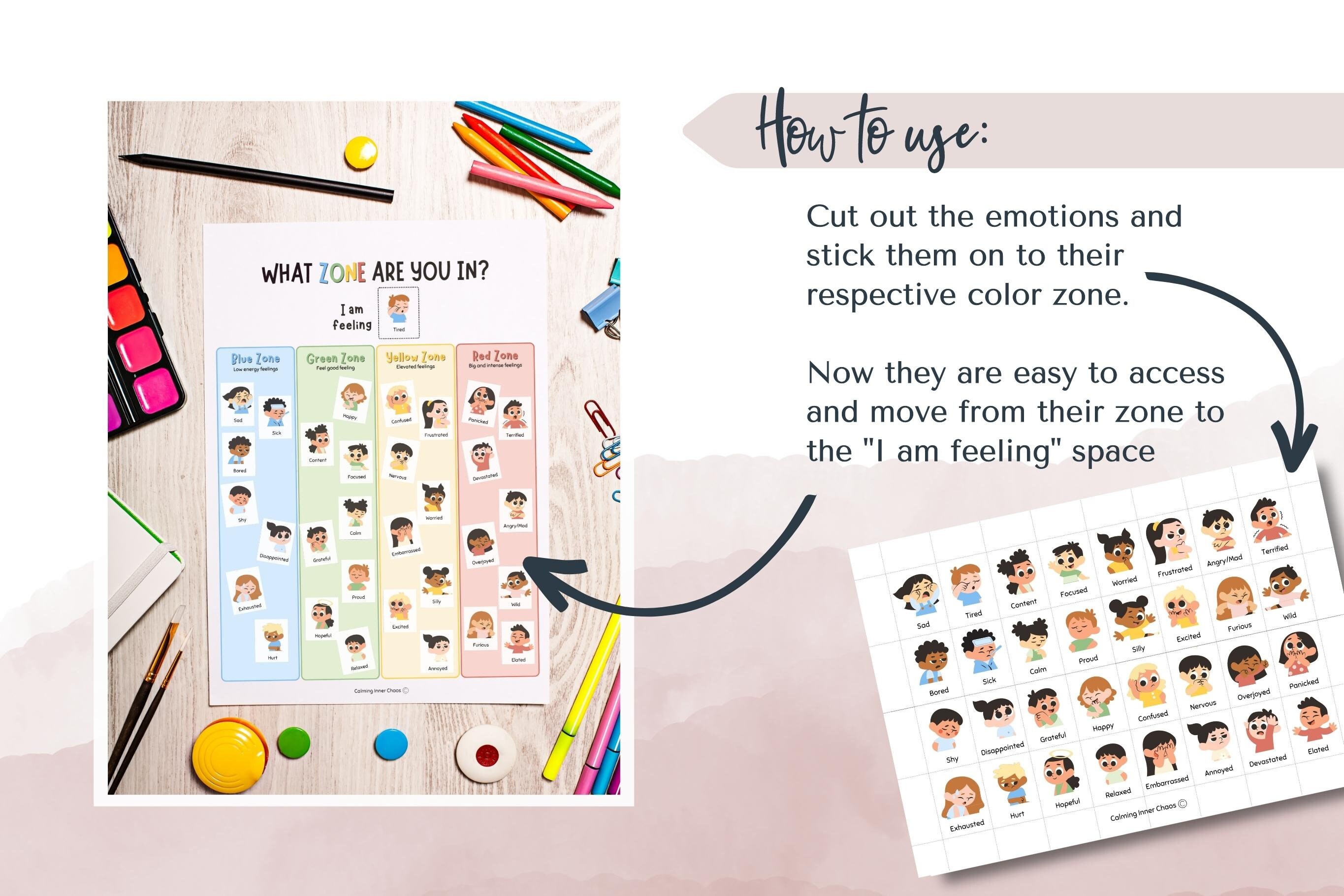 Self-regulation Zones Emotions Poster Feelings Printable Worksheet ...