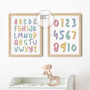 Rainbow Alphabet Poster, ABC Poster, 123 Chart Print, Number Chart 123 ...