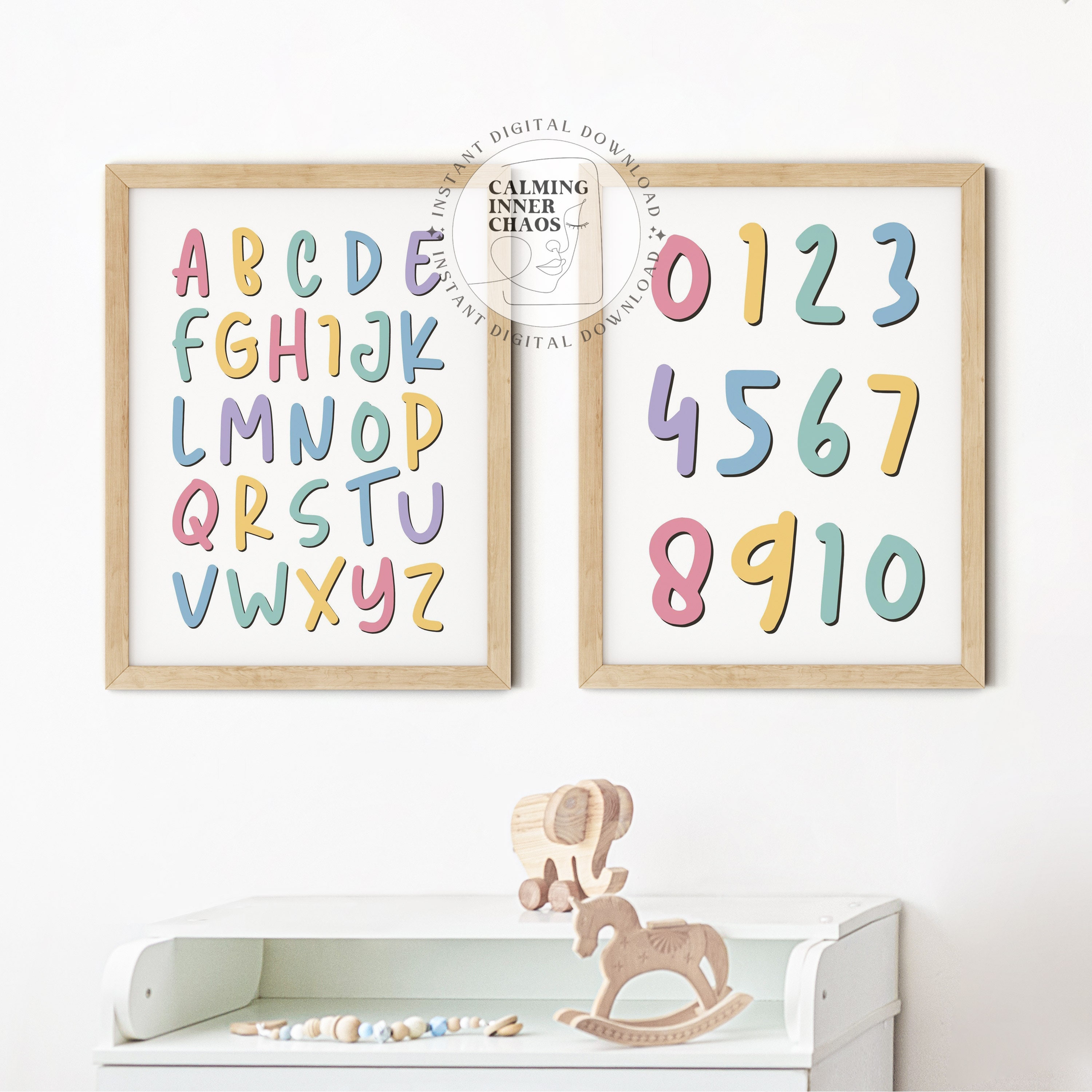 Rainbow Alphabet Poster, ABC Poster, 123 Chart Print, Number Chart 123 ...