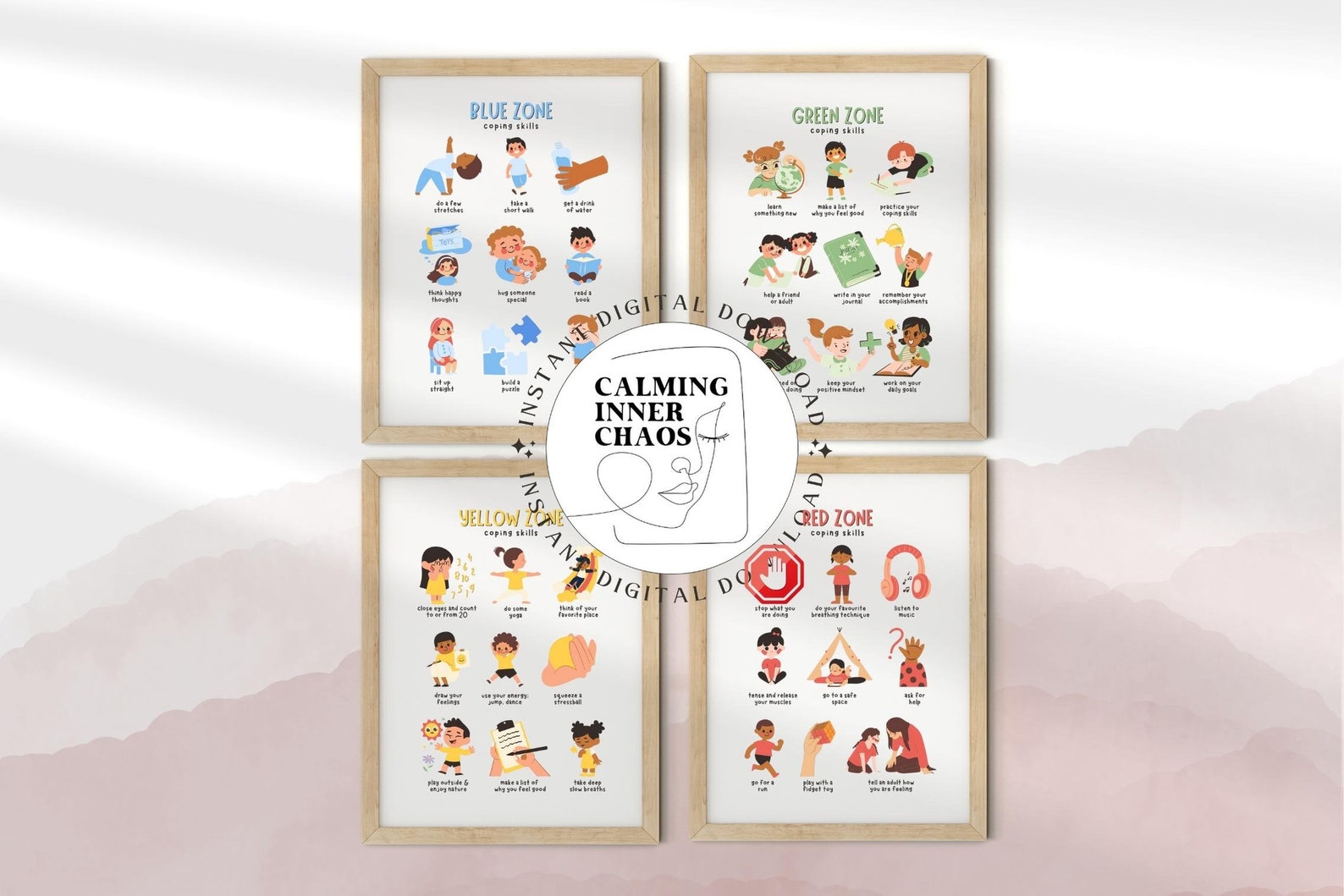 Self-regulation Zones Coping Skills Poster, Coping Strategies Printable ...