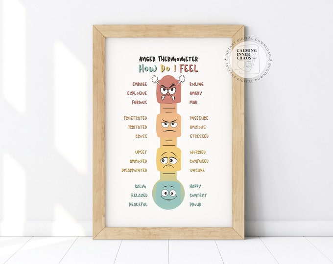 Anger Thermometer W/ Coping Skills - Emotions Feelings Chart Printable ...