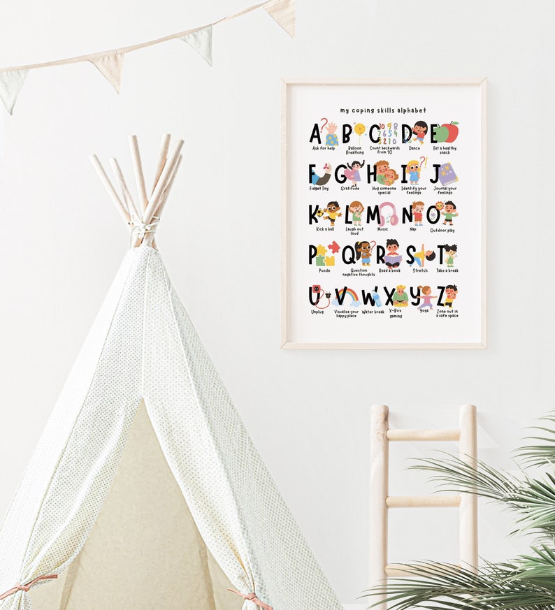 Coping Skills Alphabet Printable Poster for Kids, Grounding Skills ...