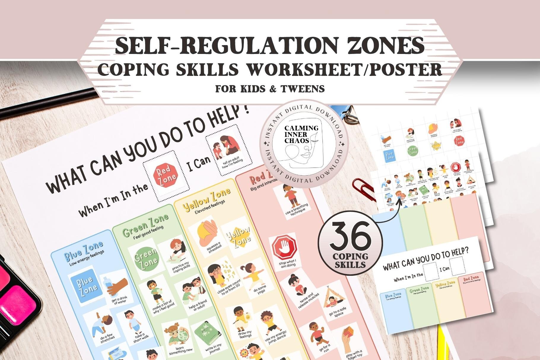 Zones Regulation Coping Skills Worksheet Emotional Regulation Poster ...