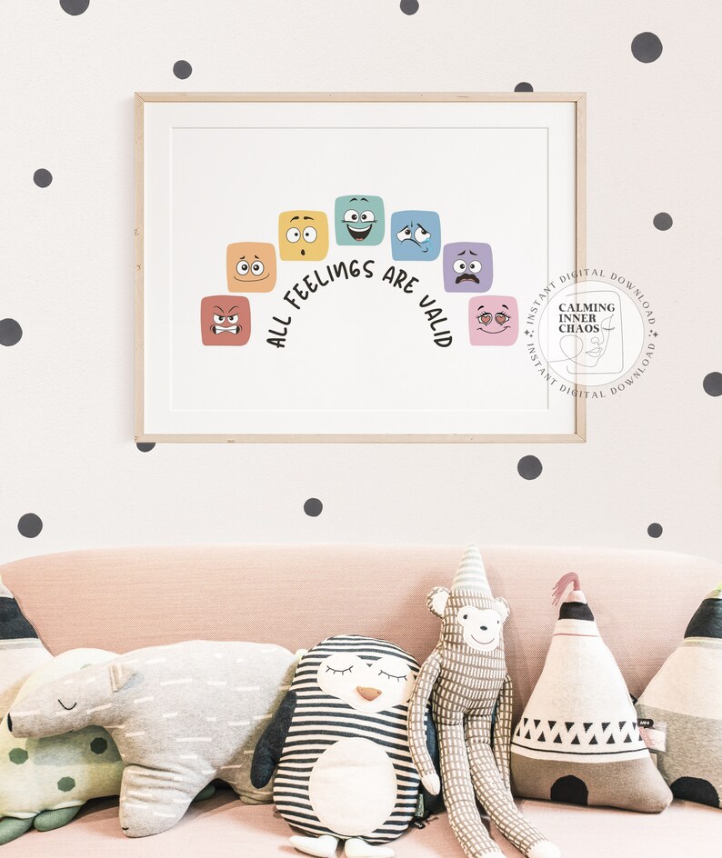 All Feelings Are Valid Poster, Emotions Rainbow Digital Poster ...
