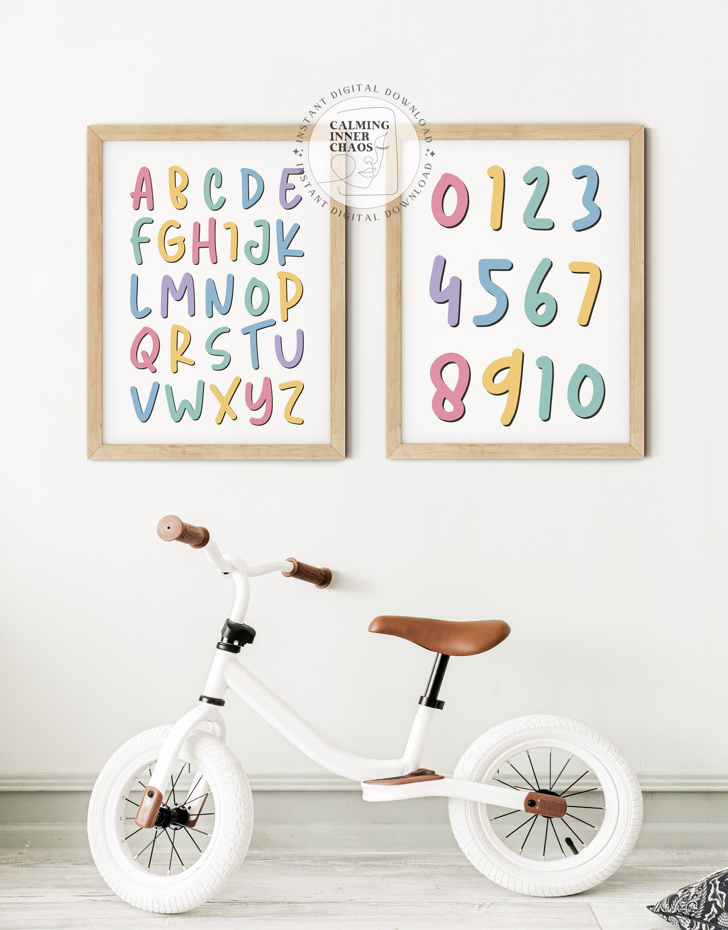 Rainbow Alphabet Poster, ABC Poster, 123 Chart Print, Number Chart 123 ...