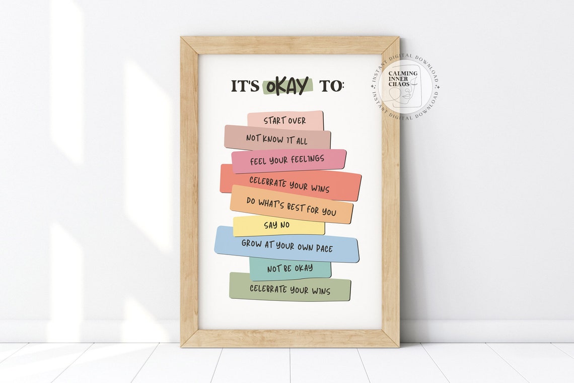 It's Okay to Poster, Feelings Poster, It's Ok to Printable for Kids ...