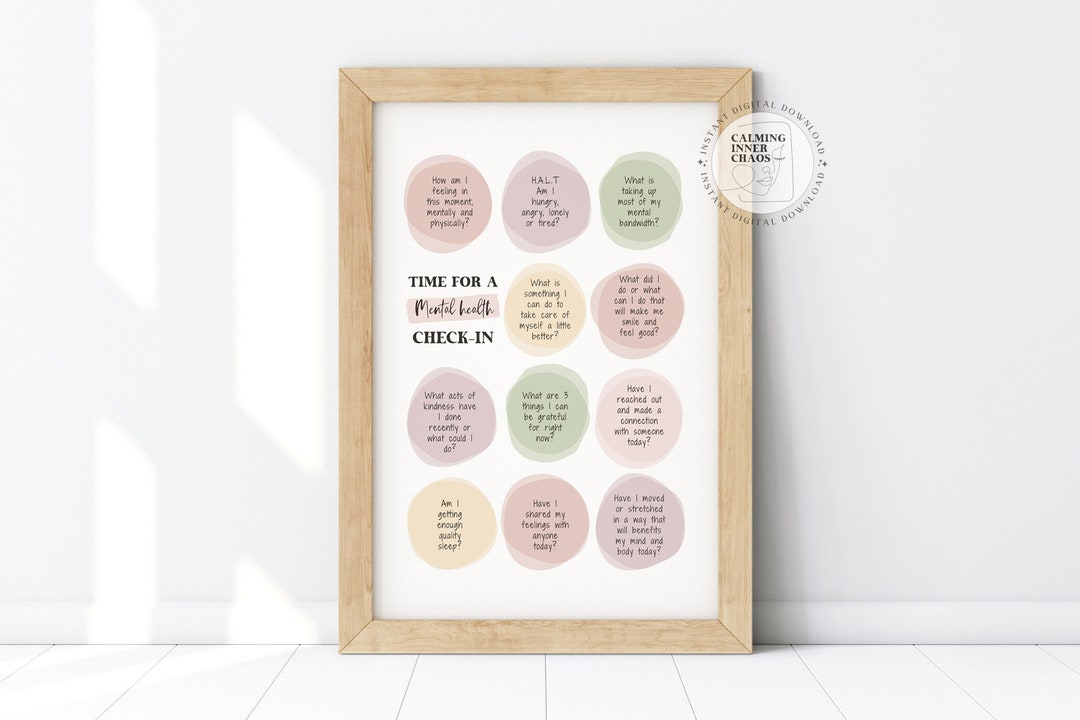 Mental Health, Self Care, Check-in Poster, Feelings Mindfulness ...