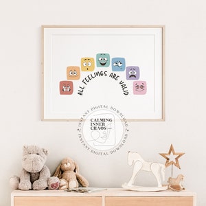 All Feelings Are Valid Poster, Emotions Rainbow Digital Poster ...