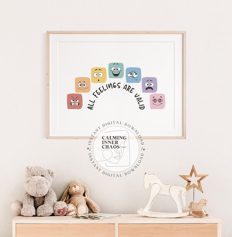 All Feelings Are Valid Poster, Emotions Rainbow Digital Poster ...