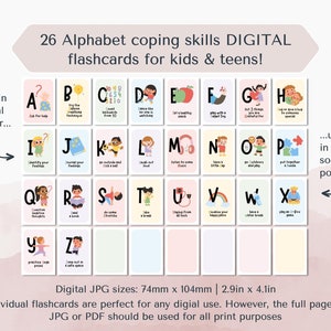 26 Coping Skills Alphabet Printable Flashcards for Kids & Teens, Self ...