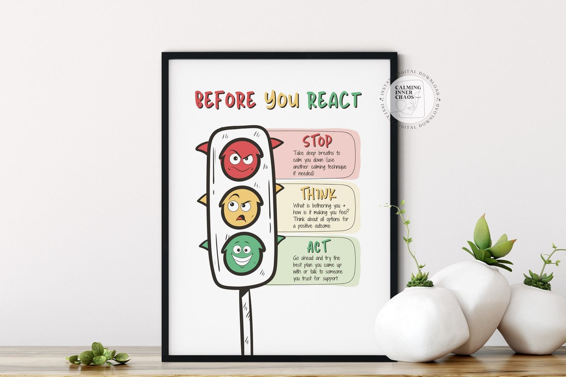 Stop Think Go, CBT Poster, Traffic Light Emotions, Stop Think Act ...