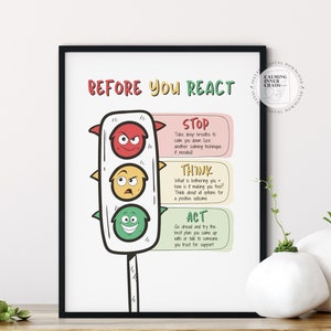 Stop Think Go, CBT Poster, Traffic Light Emotions, Stop Think Act ...