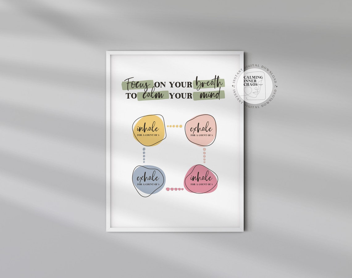 Boxed Breathing Technique Poster, Calming Tool, Mindful Breathing Sign ...