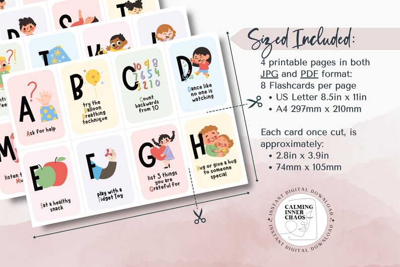 26 Coping Skills Alphabet Printable Flashcards for Kids & Teens, Self ...