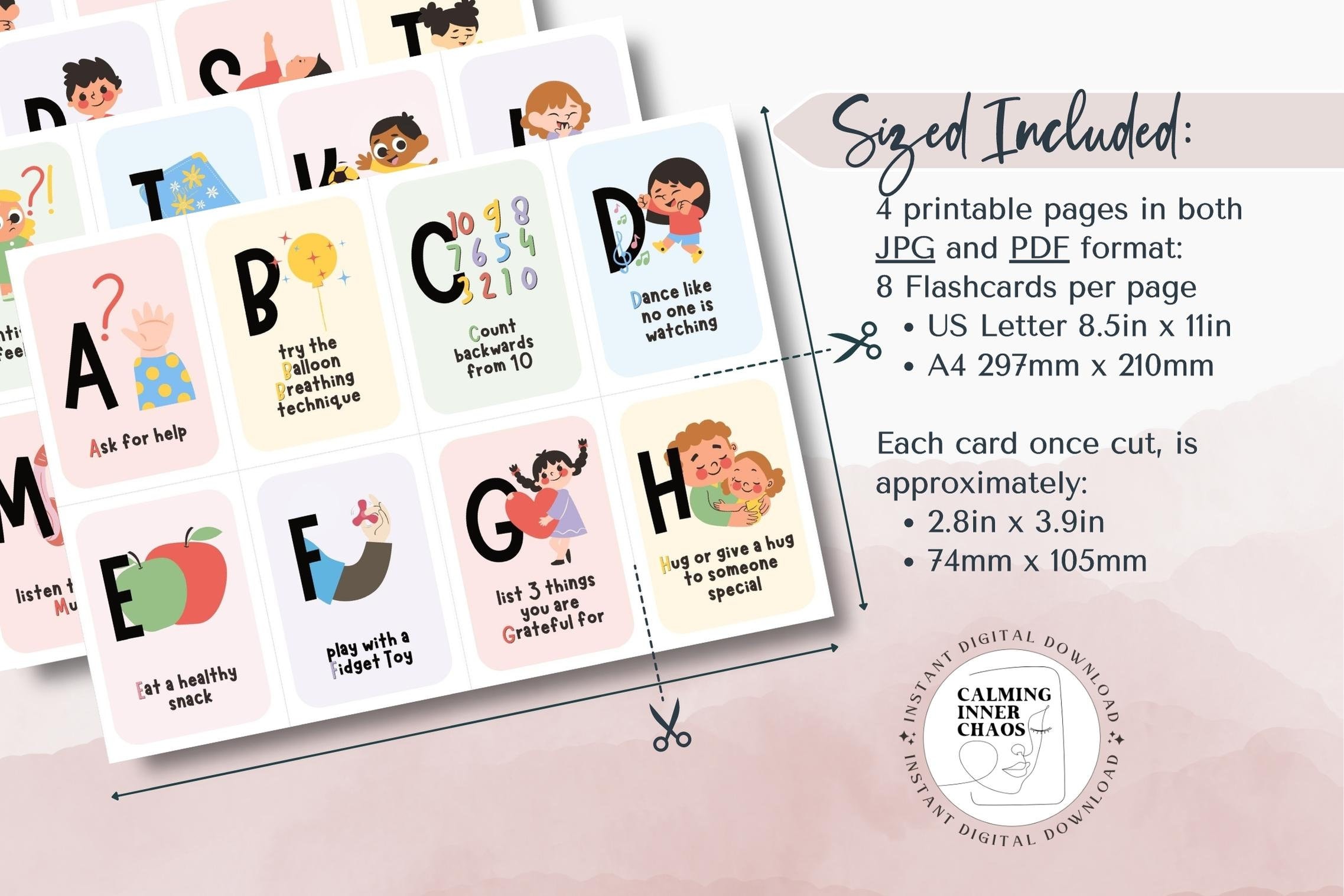 26 Coping Skills Alphabet Printable Flashcards for Kids & Teens, Self ...