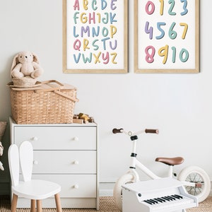 Rainbow Alphabet Poster, ABC Poster, 123 Chart Print, Number Chart 123 ...