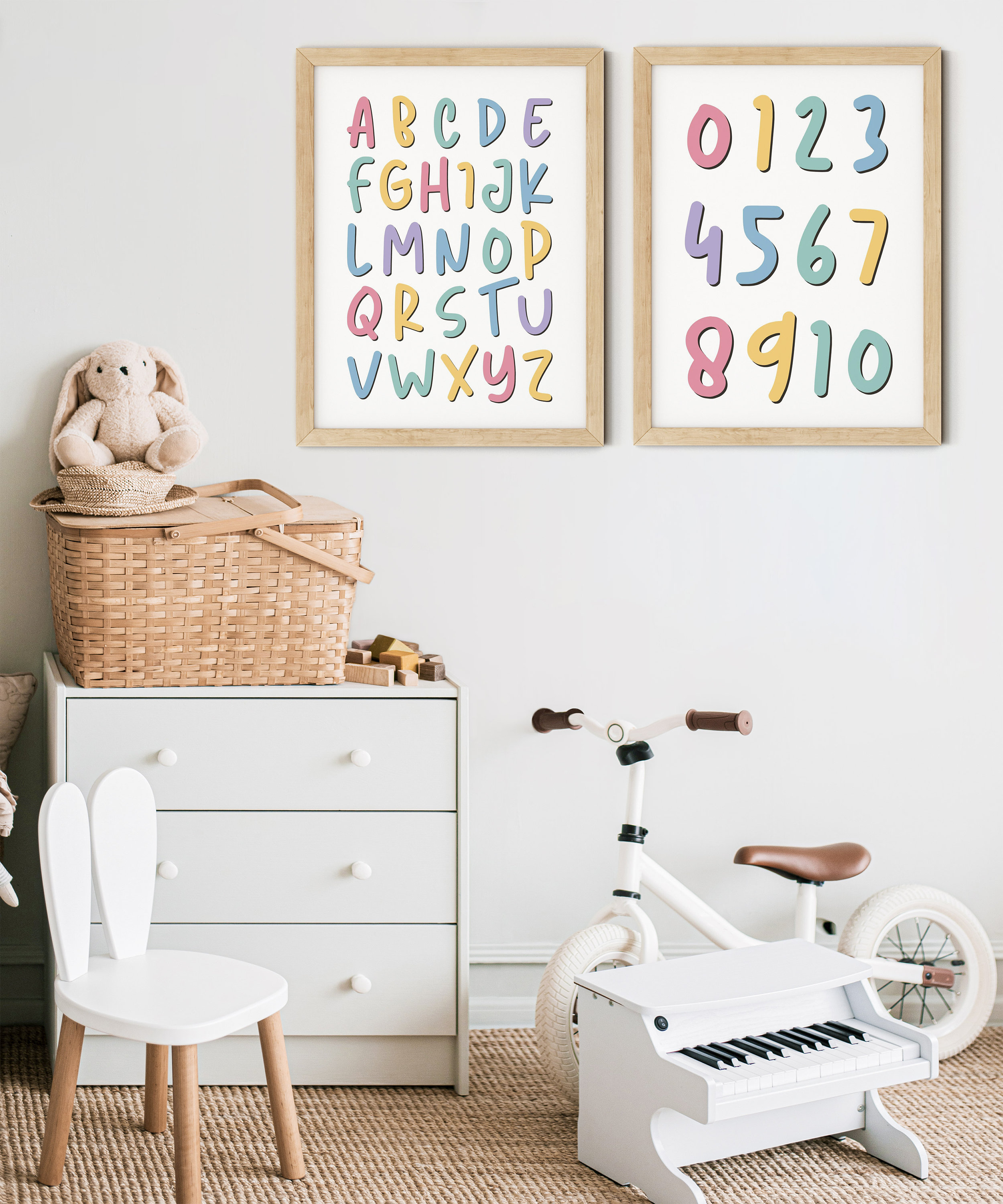 Rainbow Alphabet Poster, ABC Poster, 123 Chart Print, Number Chart 123 ...