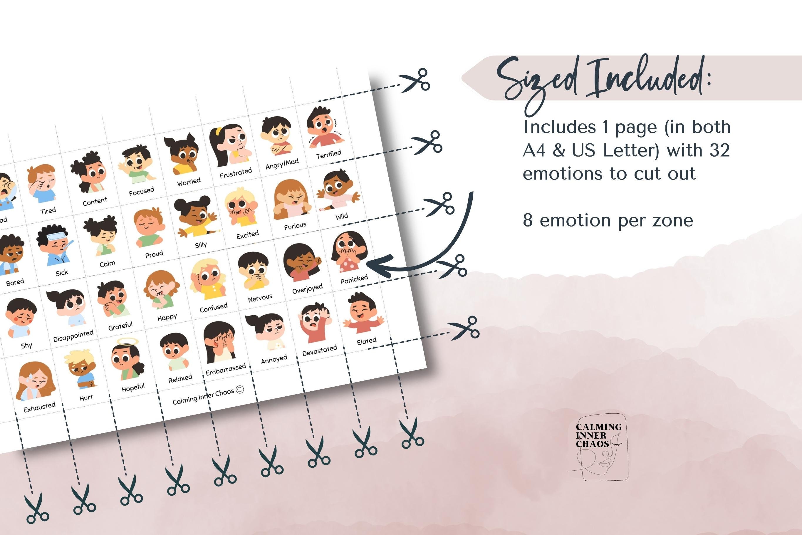 Self-regulation Zones Emotions Poster Feelings Printable Worksheet ...
