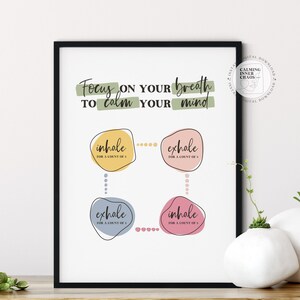 Boxed Breathing Technique Poster, Calming Tool, Mindful Breathing Sign ...