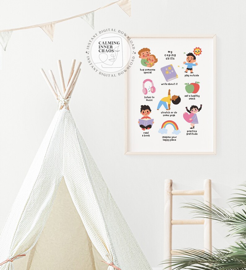 Coping Skills Printable Poster for Kids, Grounding Skills Poster, Self ...