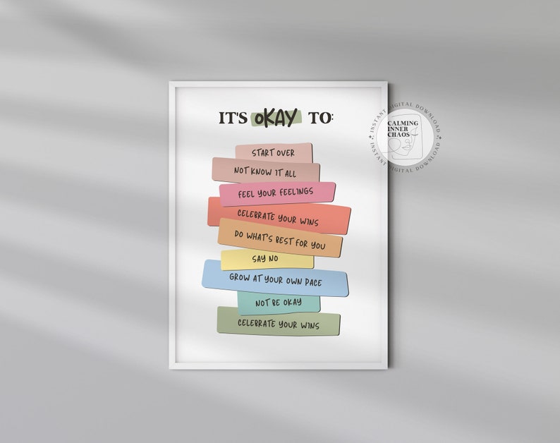 It's Okay to Poster, Feelings Poster, It's Ok to Printable for Kids ...